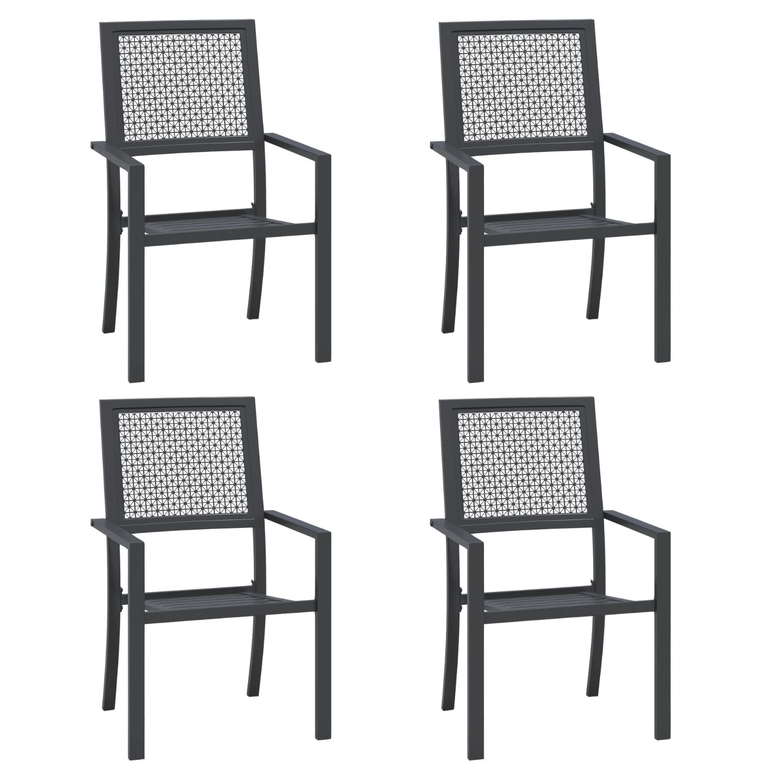 AECOJOY Outdoor Patio Metal Dining Chairs Set of 4, Stackable, Durable ...