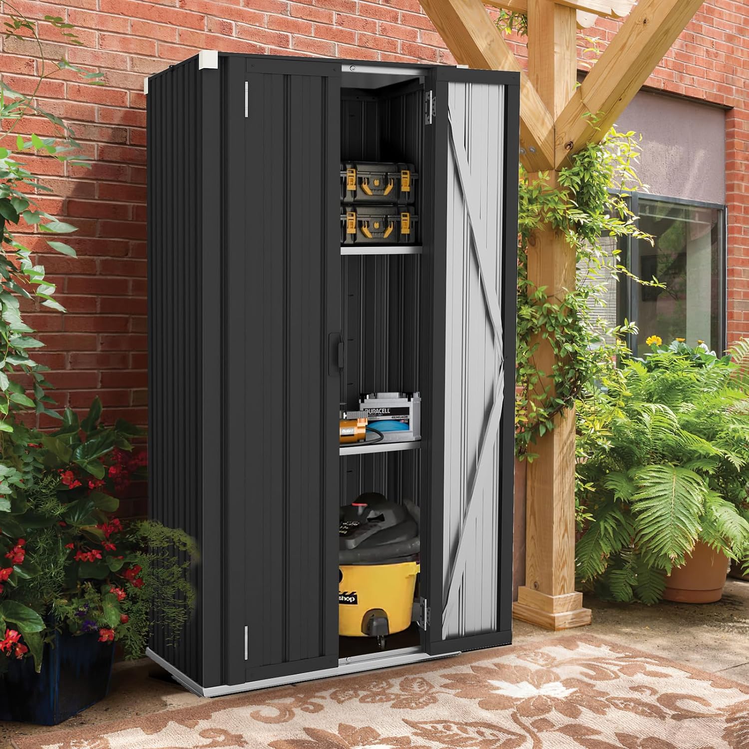 AECOJOY 6' x 4' Outdoor Metal Storage Shed with Lockable Door for ...