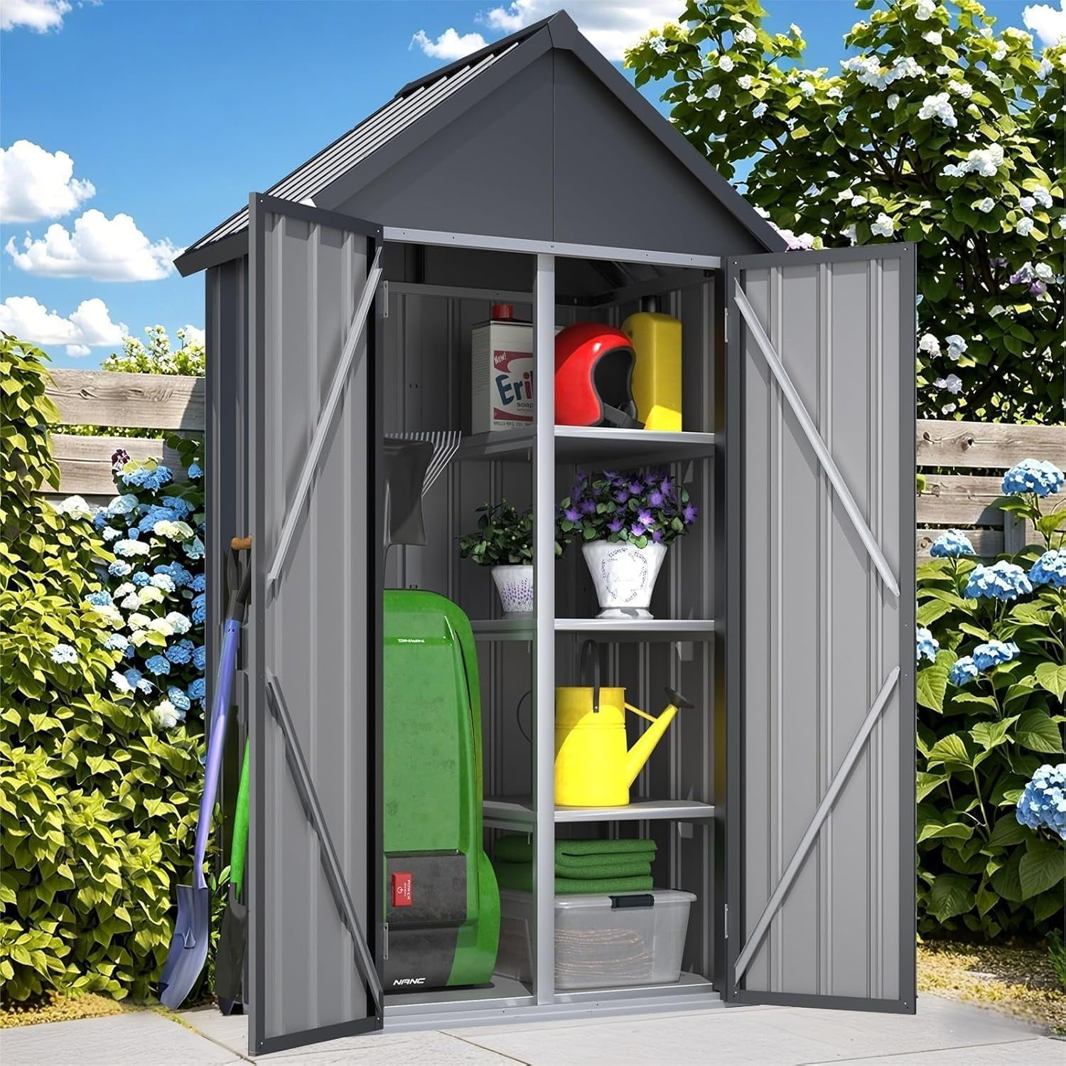 AECOJOY Outdoor Storage Cabinet Waterproof, Vertical Tall Sheds Cabinet ...