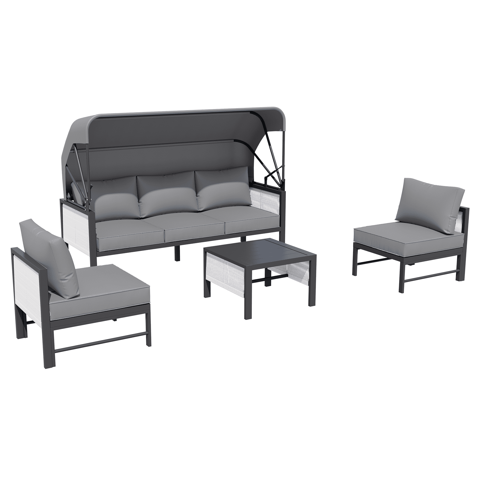 AECOJOY Patio Furniture Set Clearance, 4 Pieces Sectional Outdoor Sofa ...