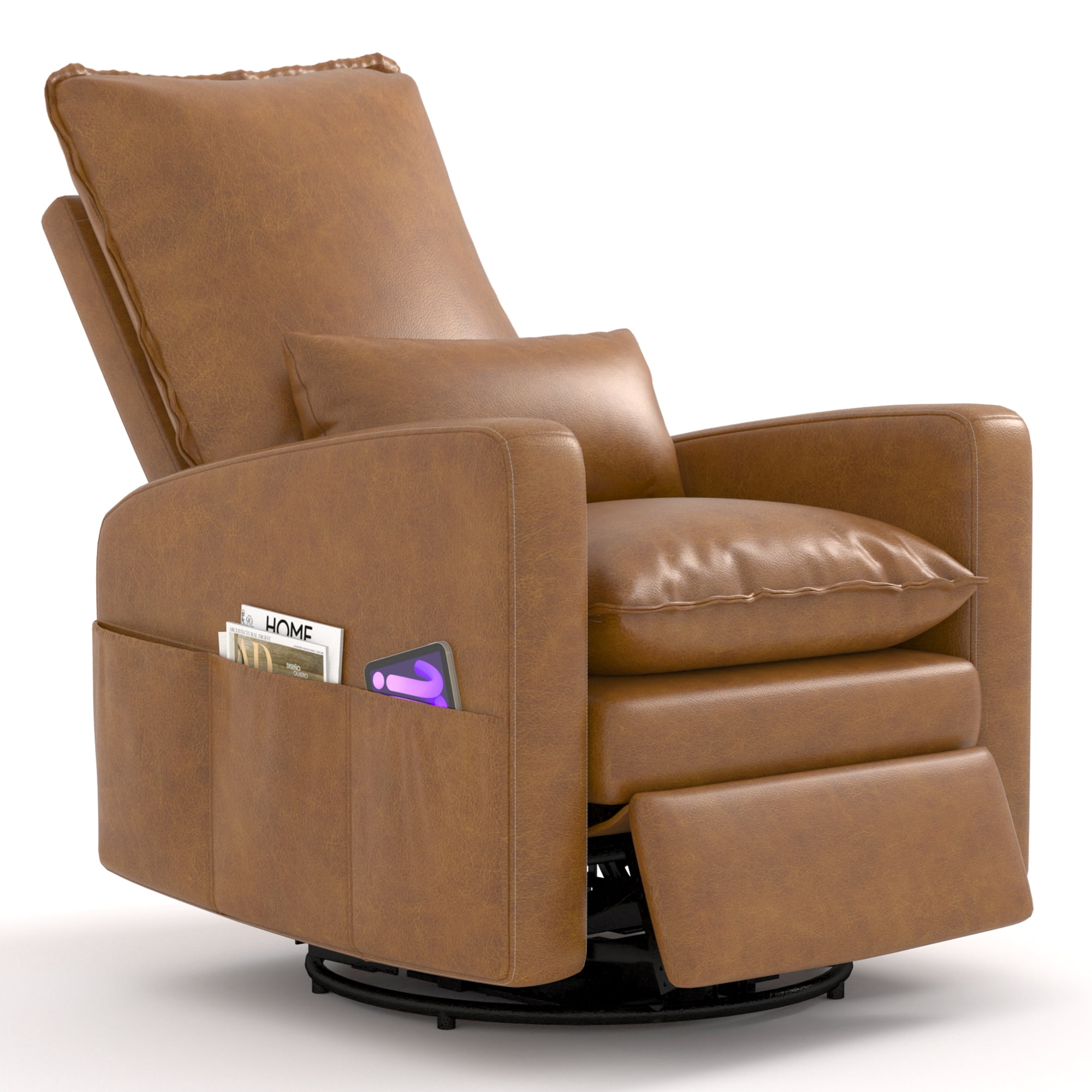 AECOJOY Power Swivel Recliner Chair Faux Leather Glider Swivel Rocker ...