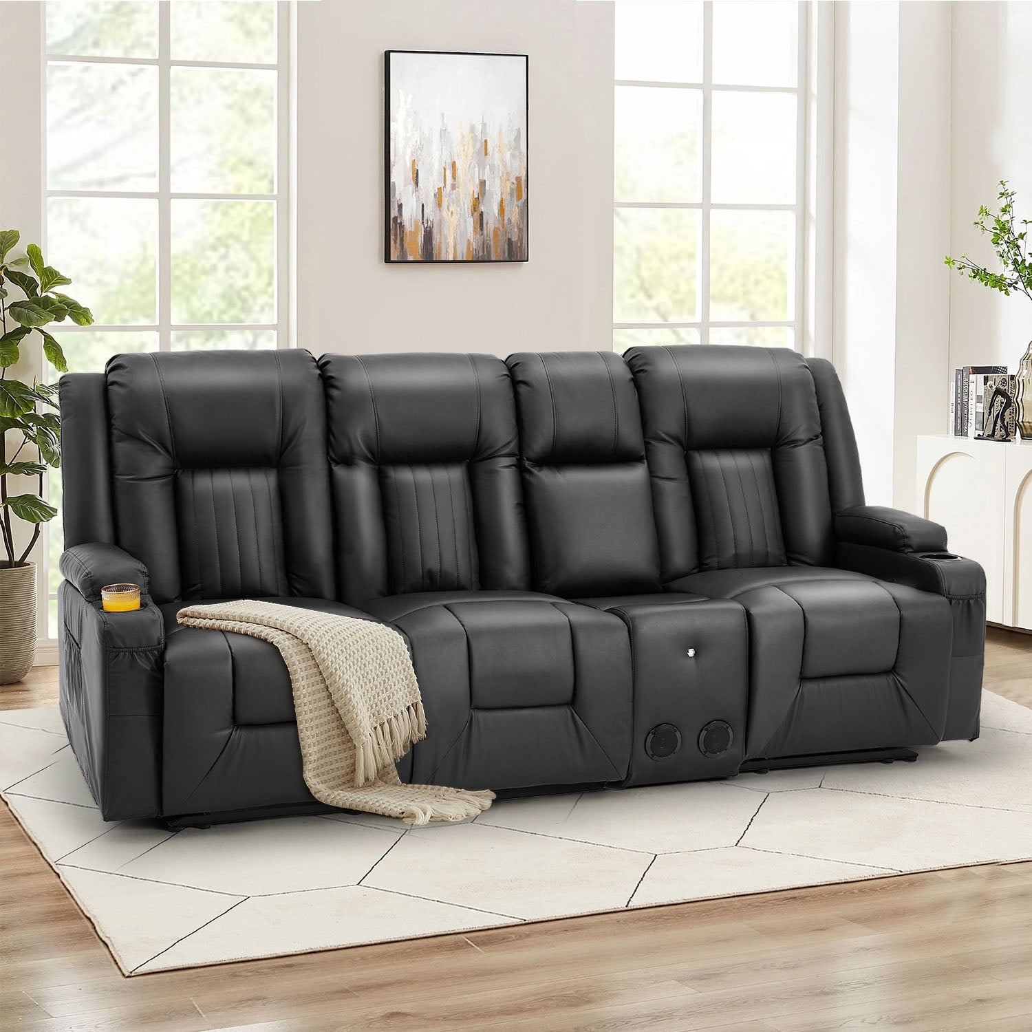 AECOJOY Reclining Sofa with Console&Bluetooth Speakers, Manual RV ...