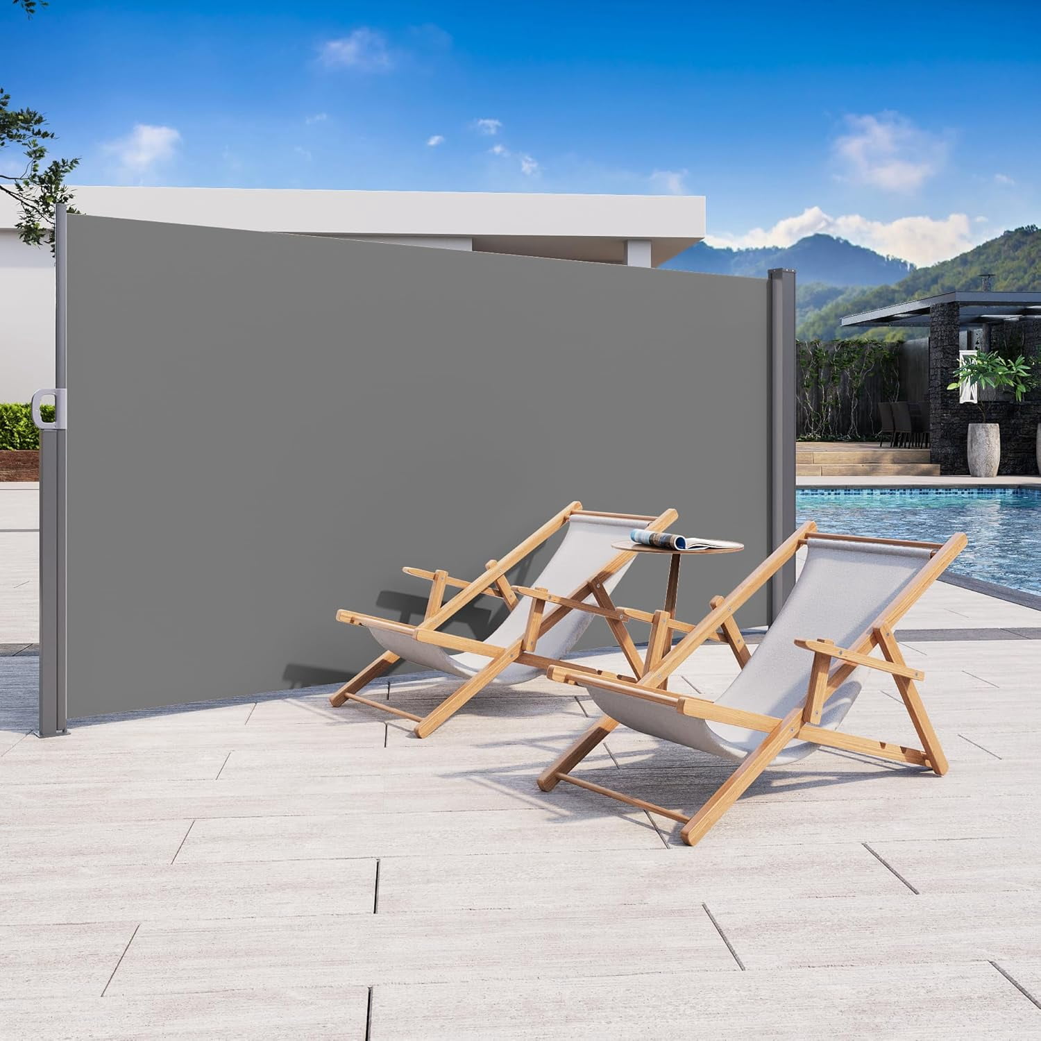 AECOJOY Retractable Side Awning, 118"x 63" Splashproof Folding Outdoor ...