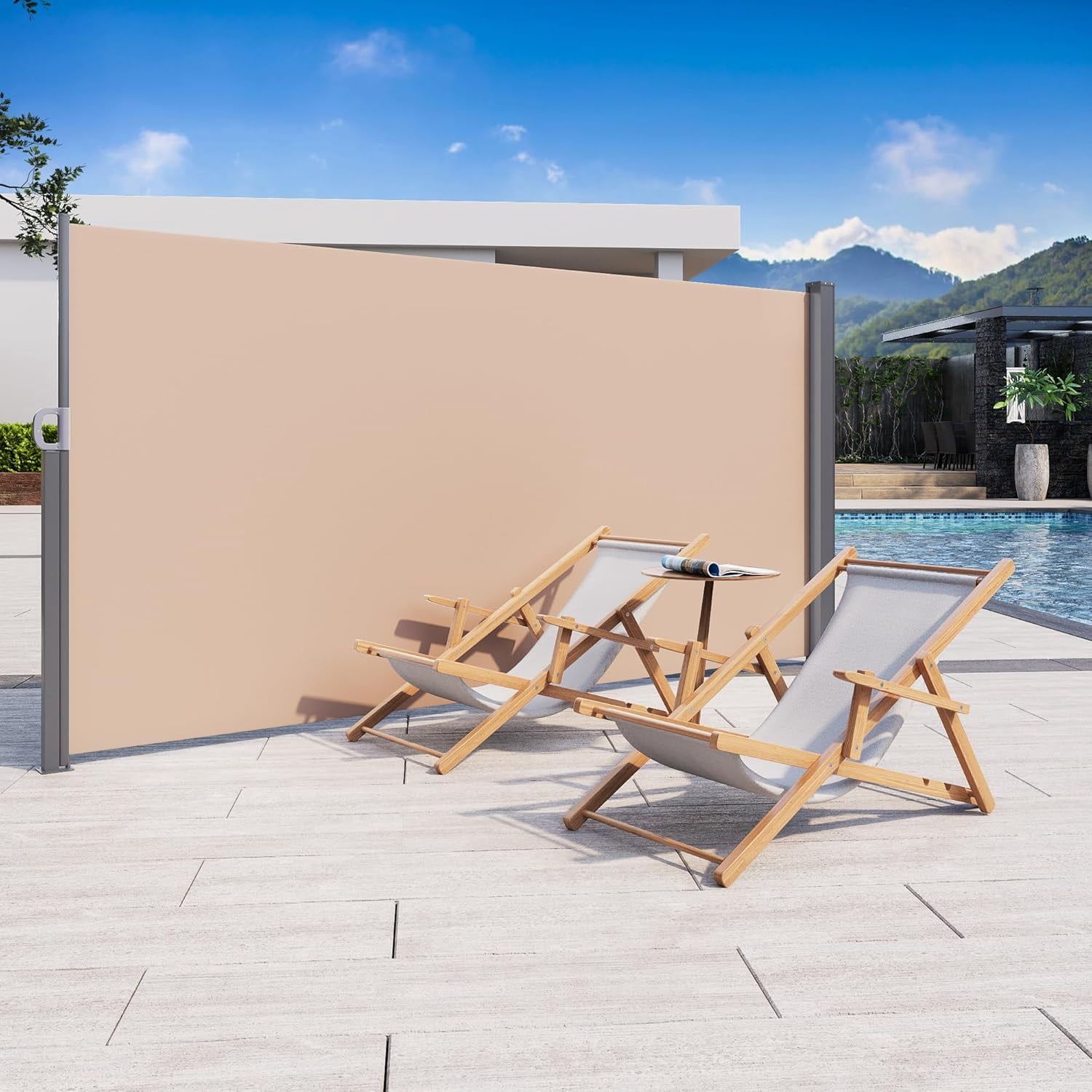 AECOJOY Retractable Side Awning, 138"x 71" Splashproof Folding Outdoor ...