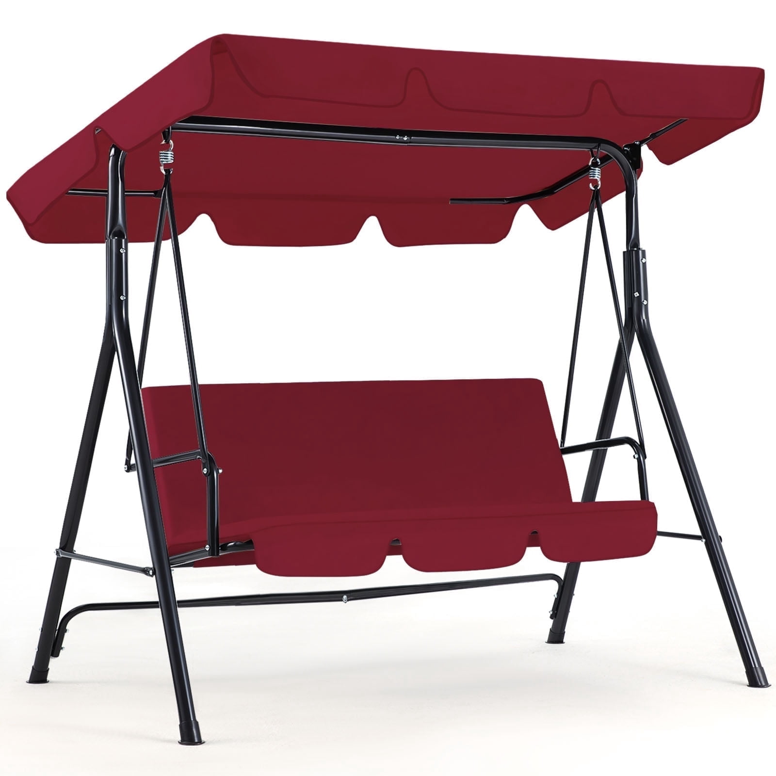 AECOJOY Stainless Steel Porch Swing, Red, Adjustable Canopy, Detachable ...