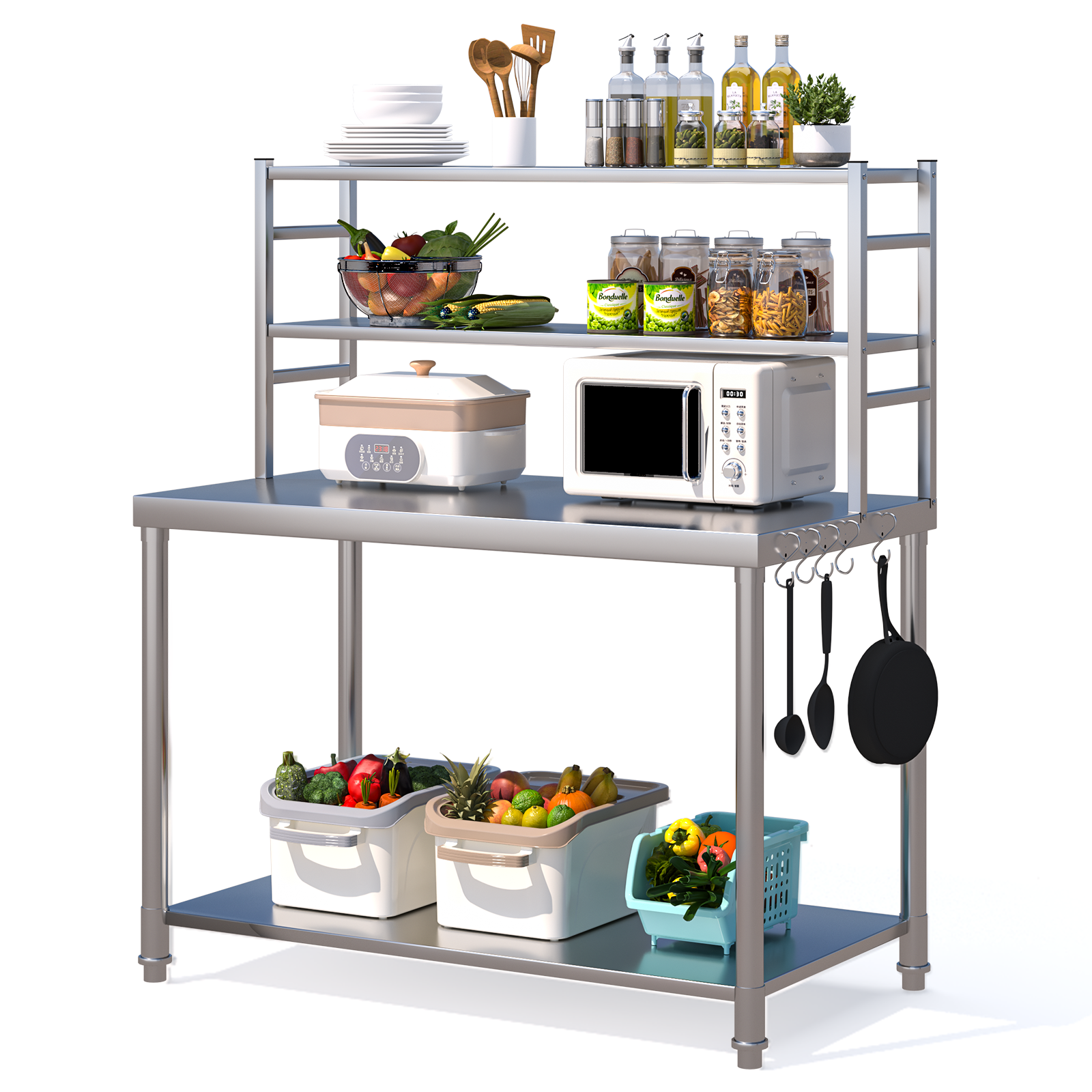 UBesGoo 48x24-Inch Stainless Steel Commercial Kitchen Workbench with ...