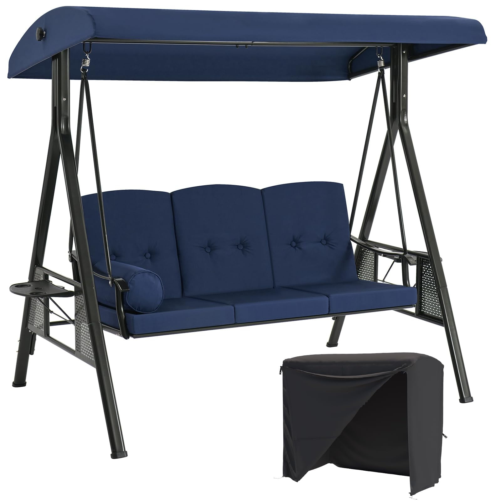 AECOJOY Steel Outdoor Patio Canopy Adjustable Steel Porch Swing Chair ...