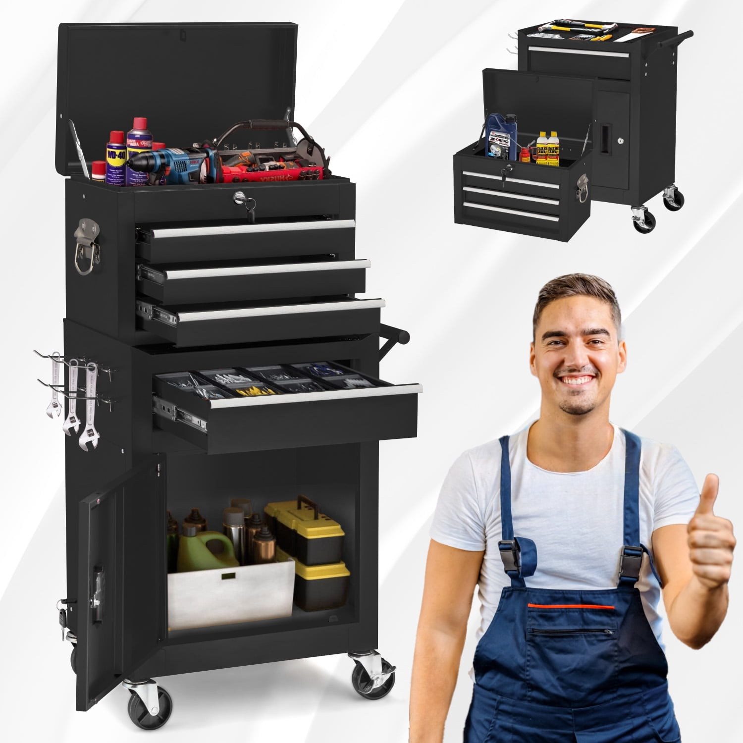 AECOJOY Tool Chest Rolling Tool Chest& Cabinets with Wheels Tool ...