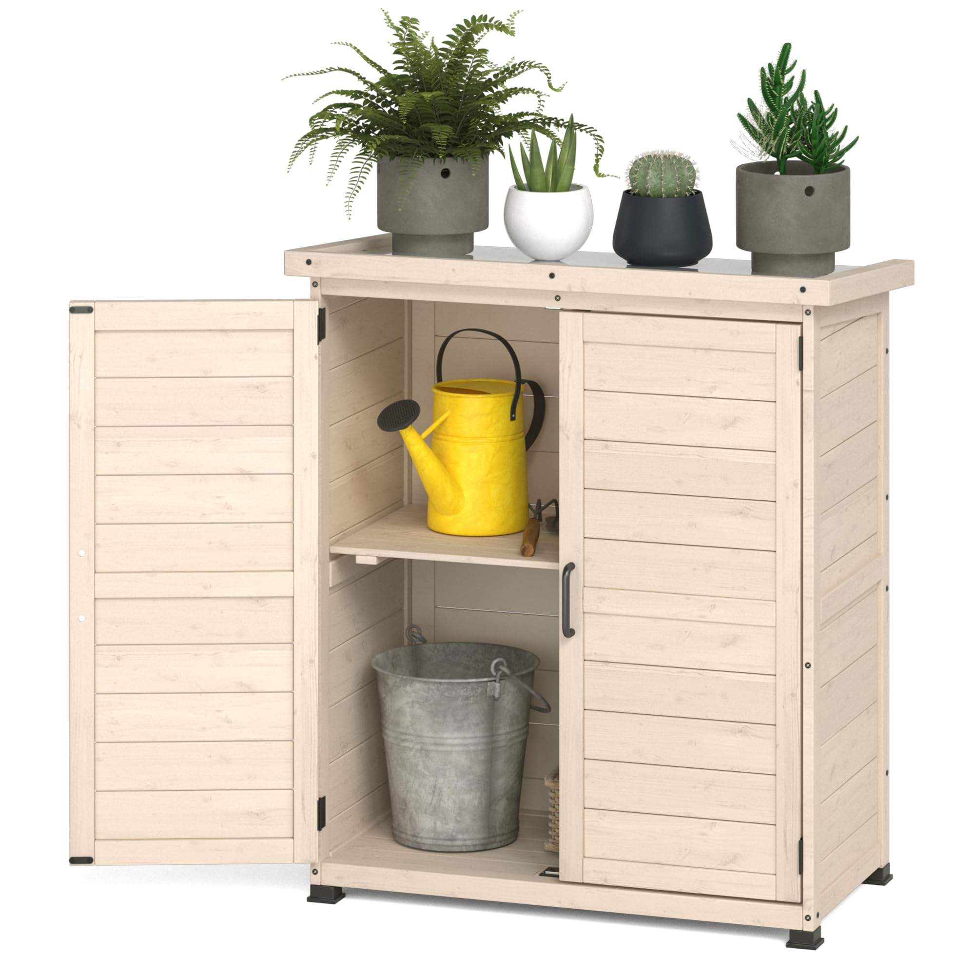 Topeakmart Outdoor Wooden Potting Bench Table Gardening Work Station ...