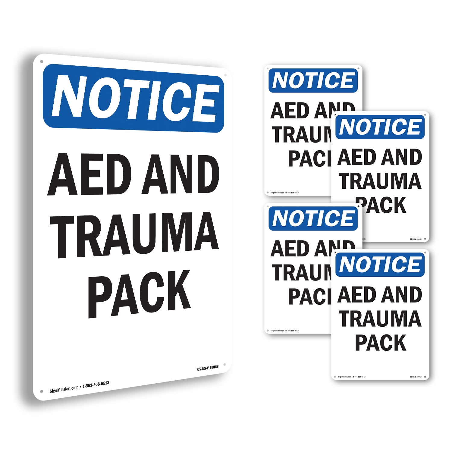 AED And Trauma Pack OSHA Notice Rigid Plastic Sign 18 Inch x 12 Inch ...