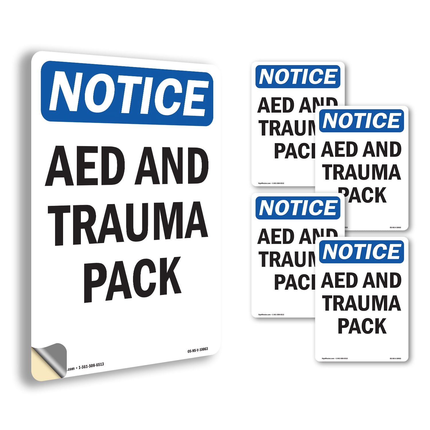 AED And Trauma Pack OSHA Notice Vinyl Decal Label 7 Inch x 5 Inch - 5 ...