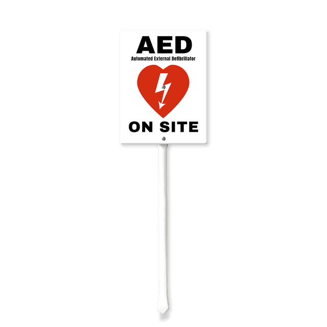AED Automated External Defibrillator On Site Yard Sign With Stakes 4.6 ...
