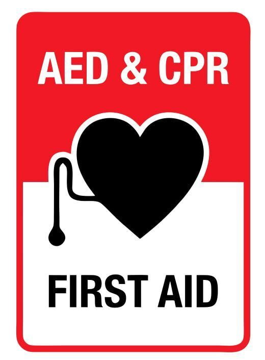 AED & CPR First Aid Safety Sign metal aluminium Wall Sign (12 x 16 inch ...