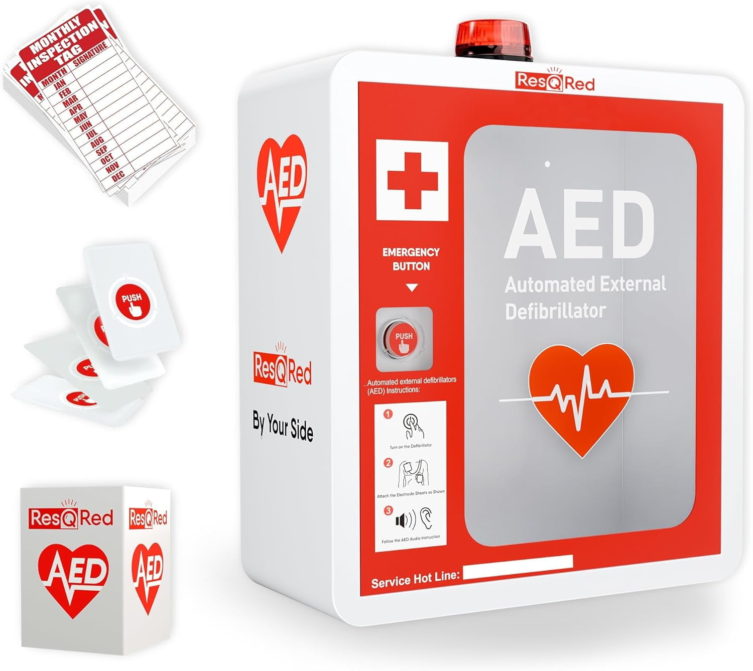 AED Defibrillator Wall Mounted Cabinet with Metal AED Projecting Sign ...