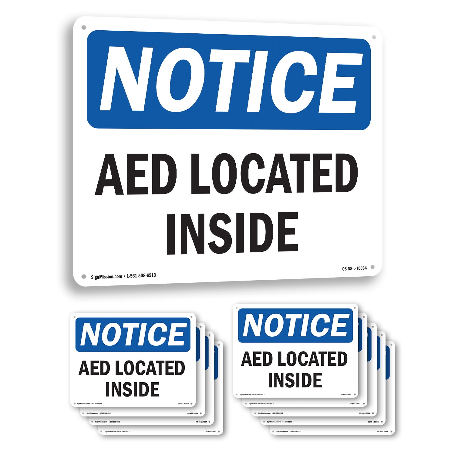 AED Located Inside OSHA Notice Aluminum Sign 24 Inch x 18 Inch - 10 ...
