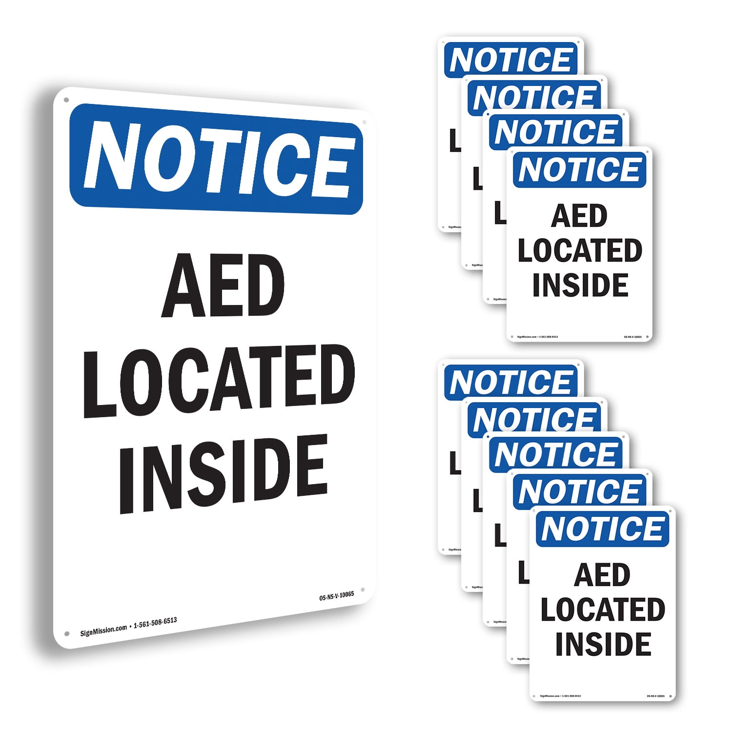 AED Located Inside OSHA Notice Aluminum Sign 24 Inch x 18 Inch - 10 ...