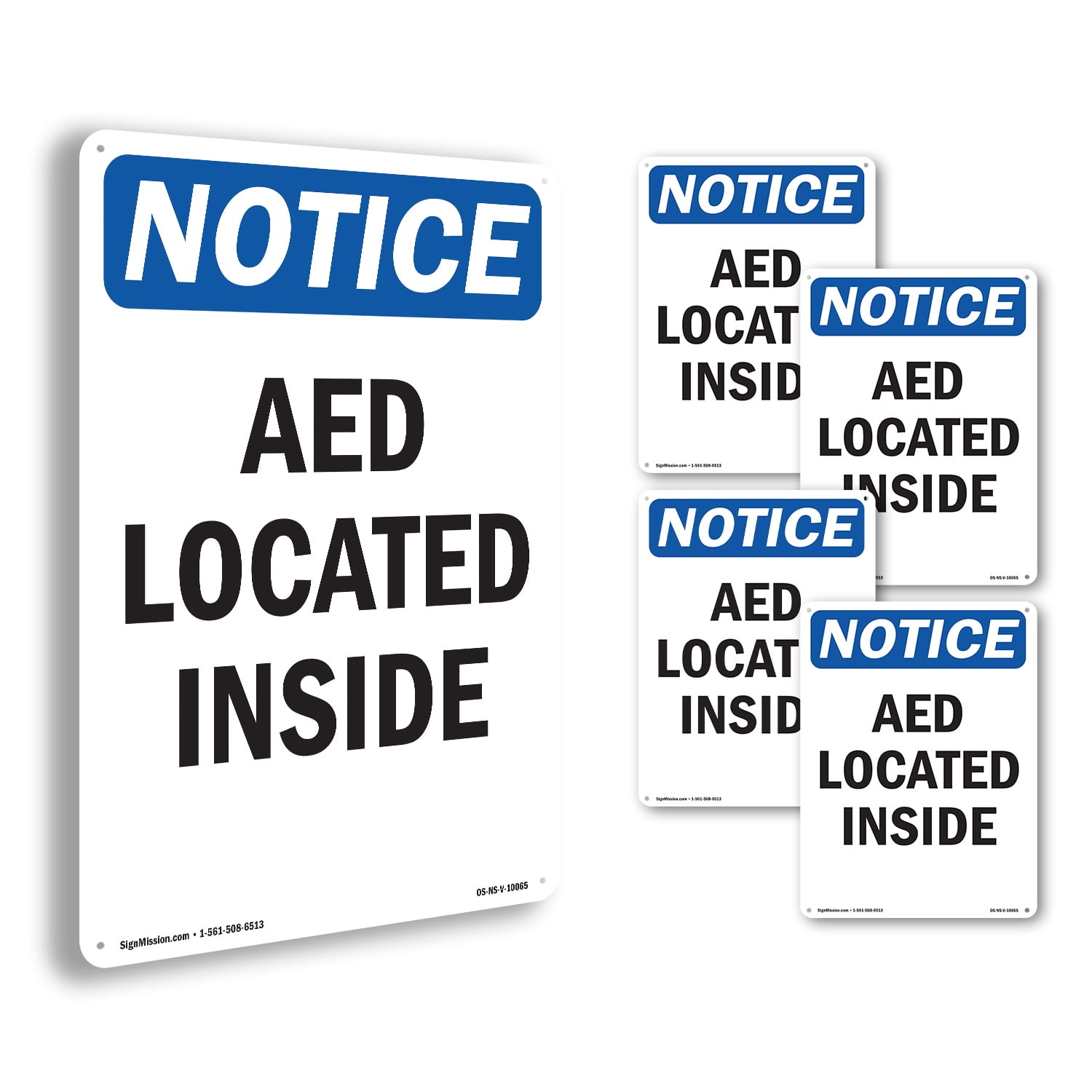 AED Located Inside OSHA Notice Aluminum Sign 24 Inch x 18 Inch - 5 Pack ...