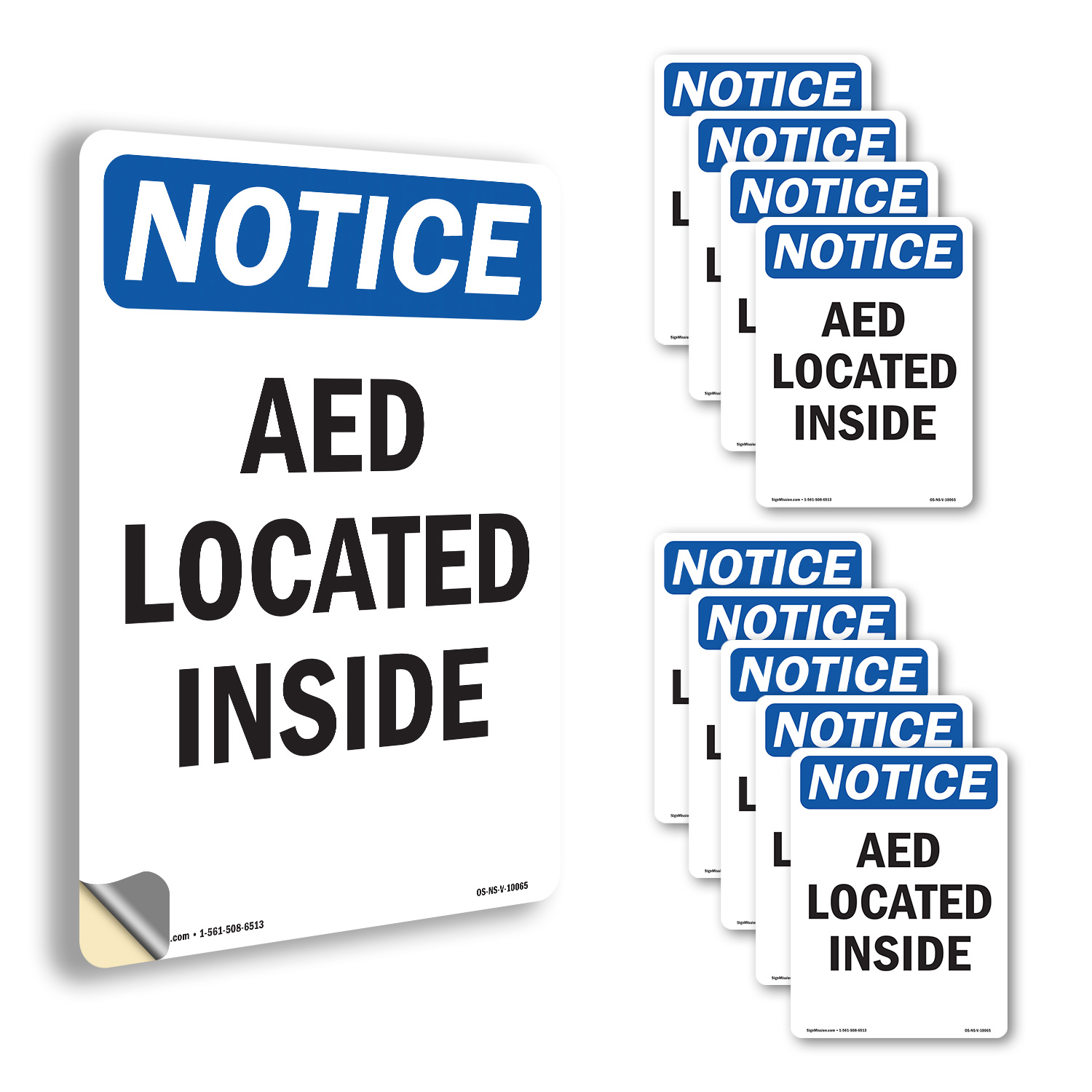 AED Located Inside OSHA Notice Vinyl Decal Label 10 Inch x 7 Inch - 10 ...
