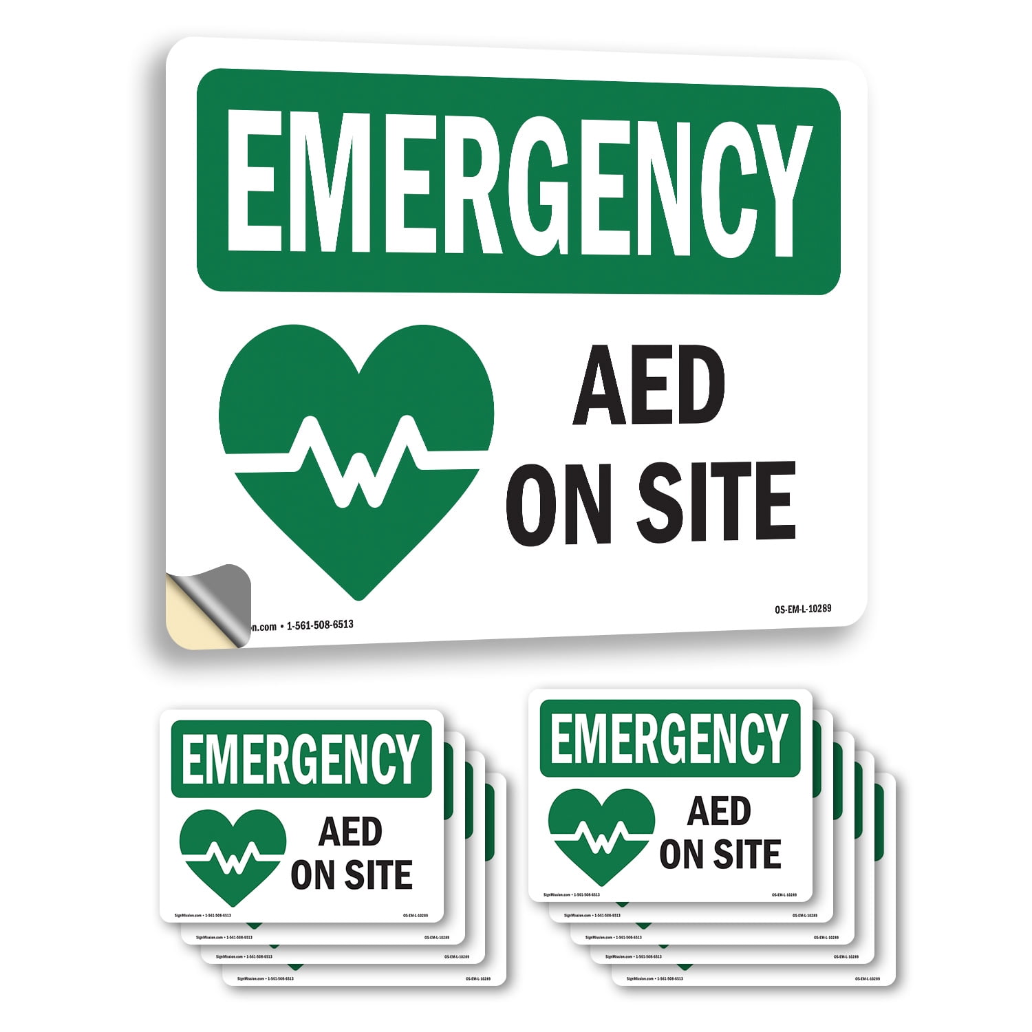 AED On Site With Symbol OSHA Emergency Vinyl Decal Label 10 Inch x 7 ...