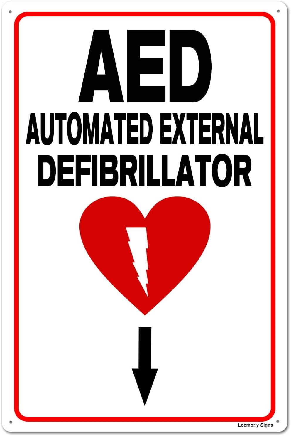 AED Sign, 8x12 Inch, Aluminum Safety Signage for the Workplace ...