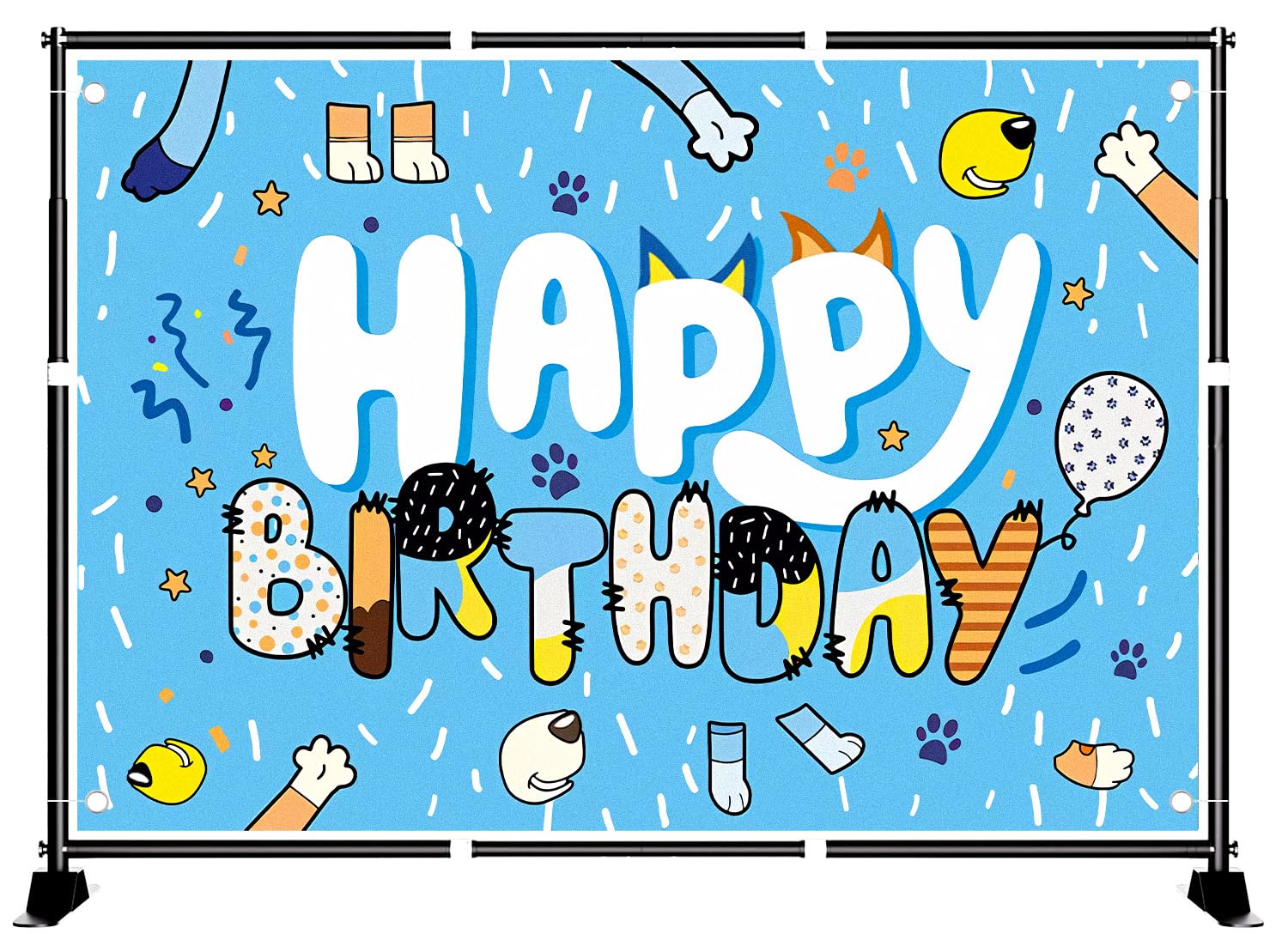 AEDNX 5x3 FT AJH3 Blue Dog Happy Birthday Banner Sign Poster,Blue Dog ...