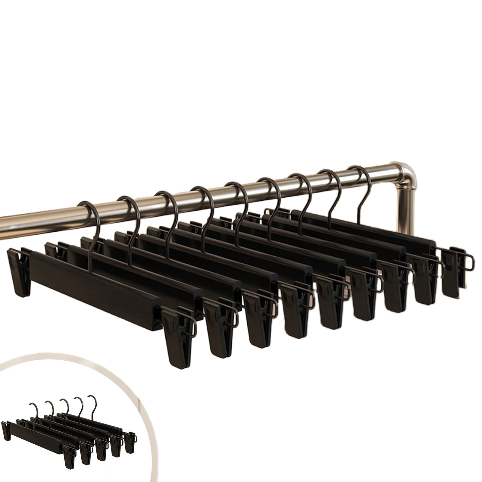 AEED.10 Pack Pants Hangers with Adjustable Non-Slip Clips, Anti-Rust ...