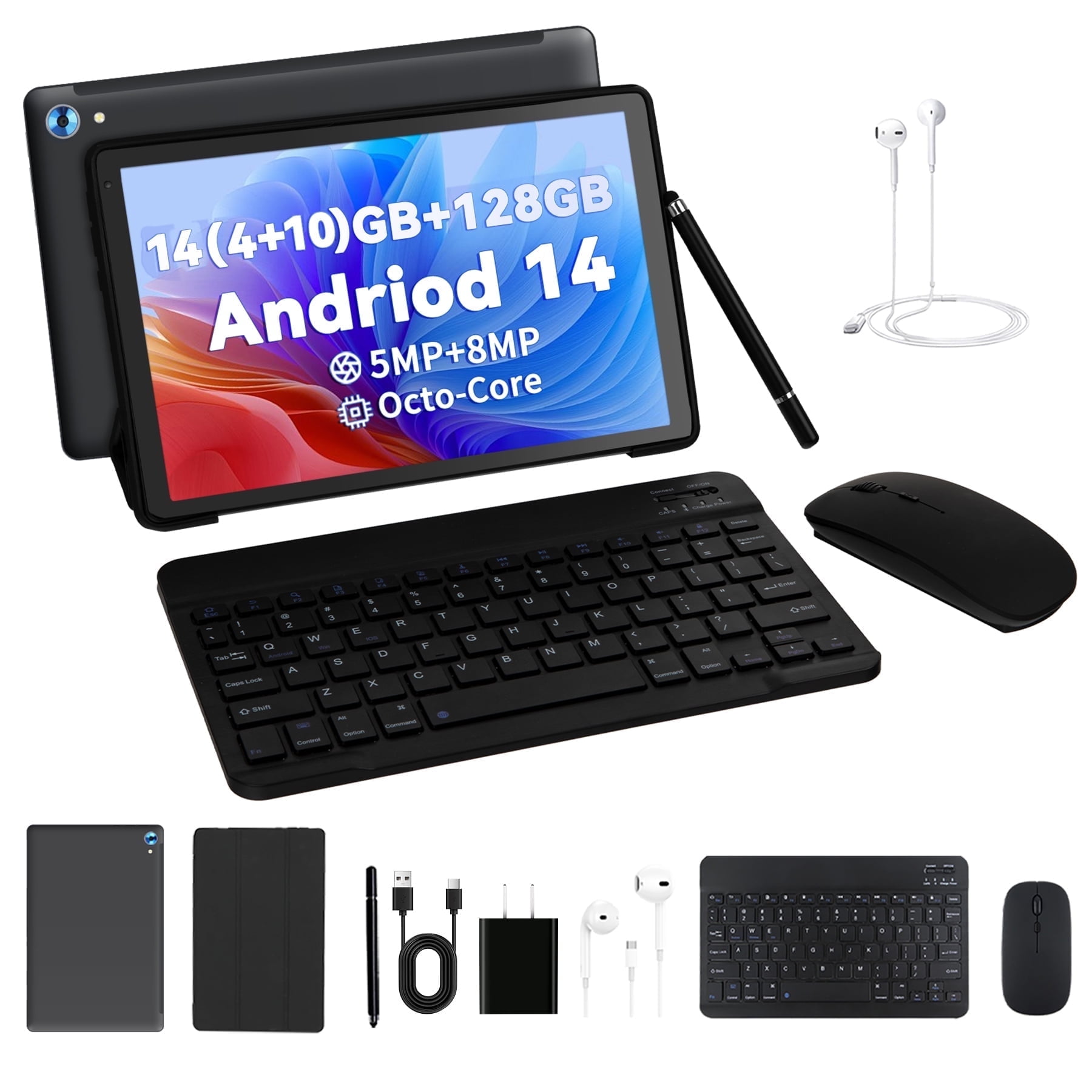 AEEZO Android 14 Tablets 10inch with Case,Go Octa Core Tablet with 14GB+128GB/1 TB Expansion ...