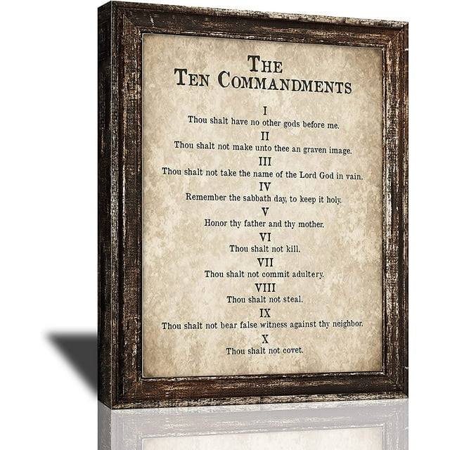 AEFER 10 Commandments Wall Art Bible Verse Decor Vintage Christian Sign ...
