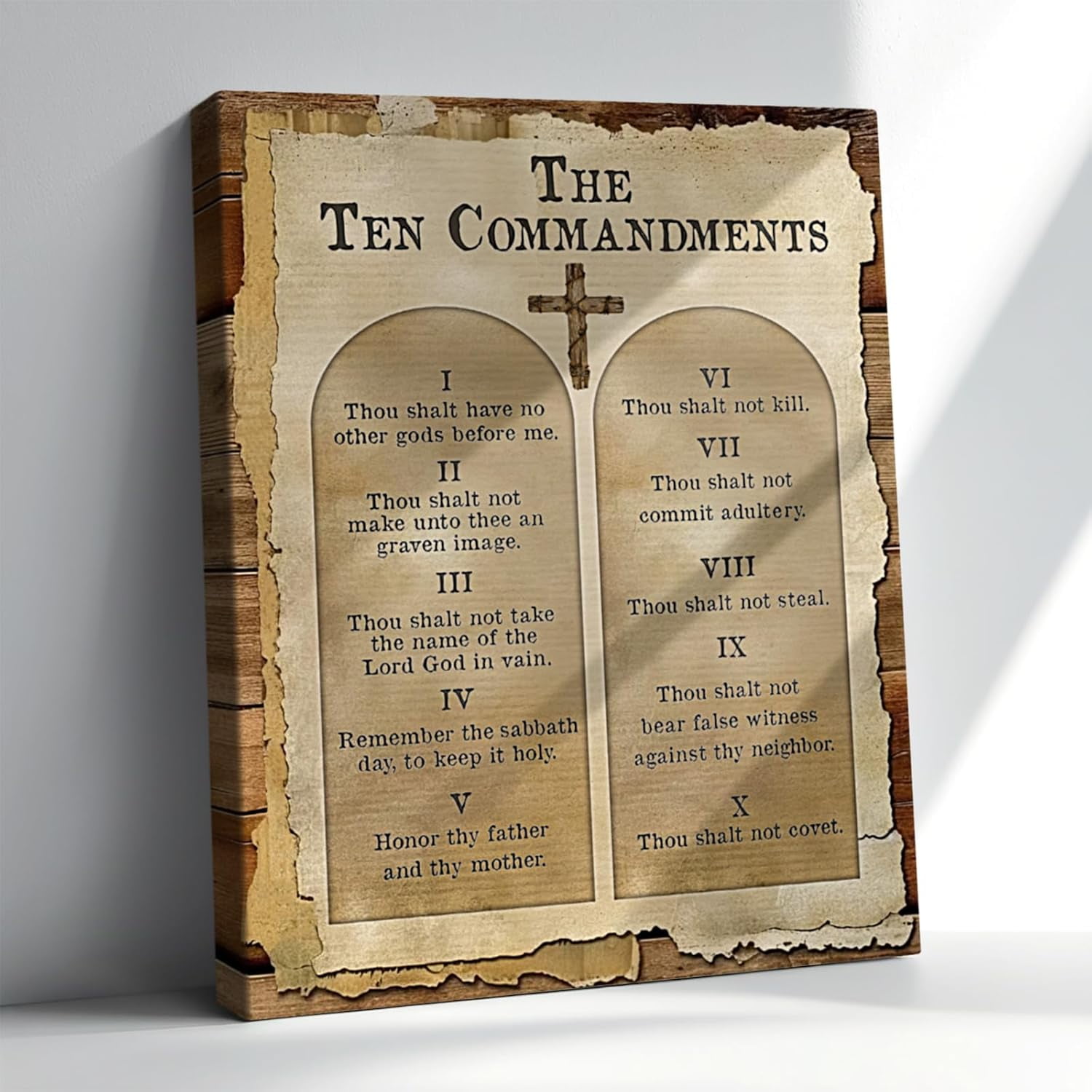 AEFER 10 Commandments Wall Art Christian Canvas Vintage the Ten ...