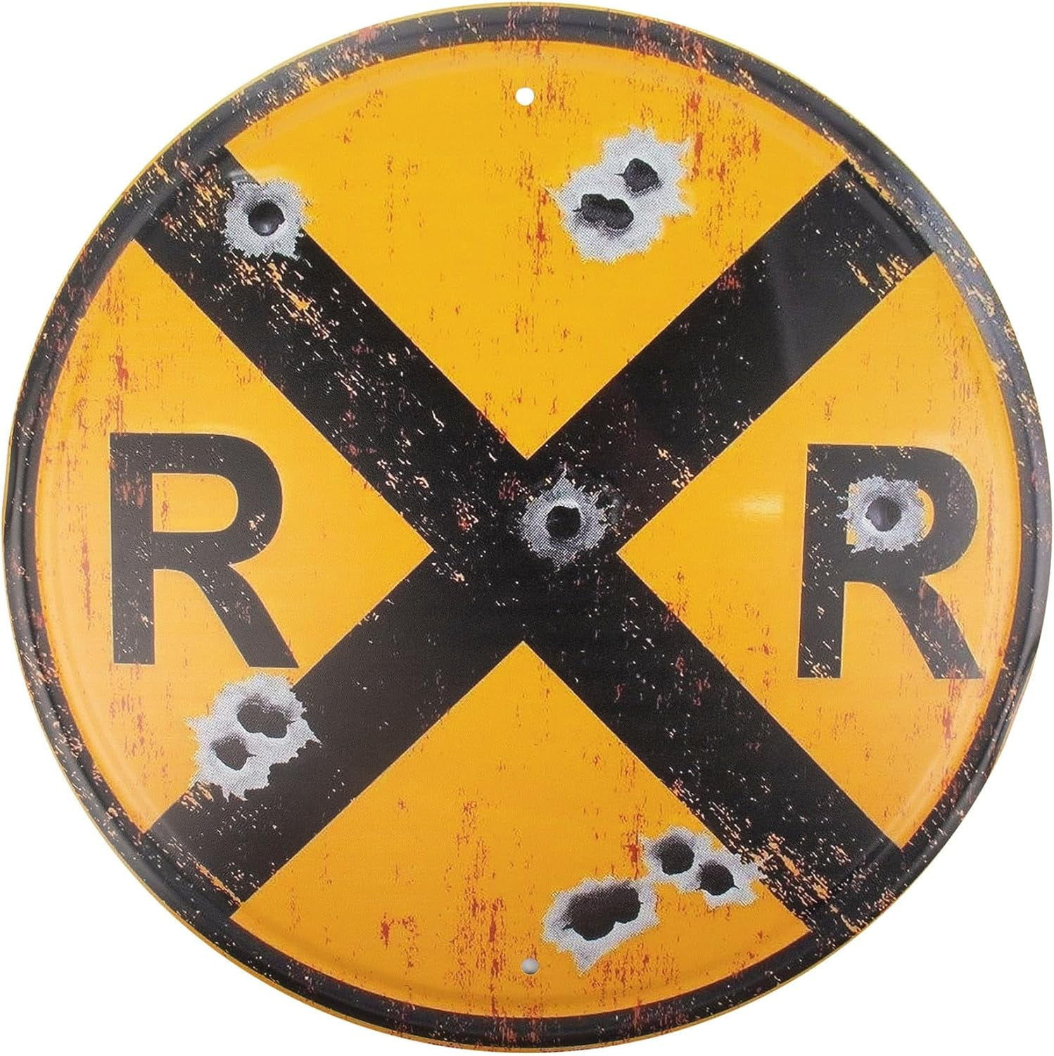 AEFER , 12 Inch Railroad Crossing Round Metal Tin Sign Retro Wall Decor ...