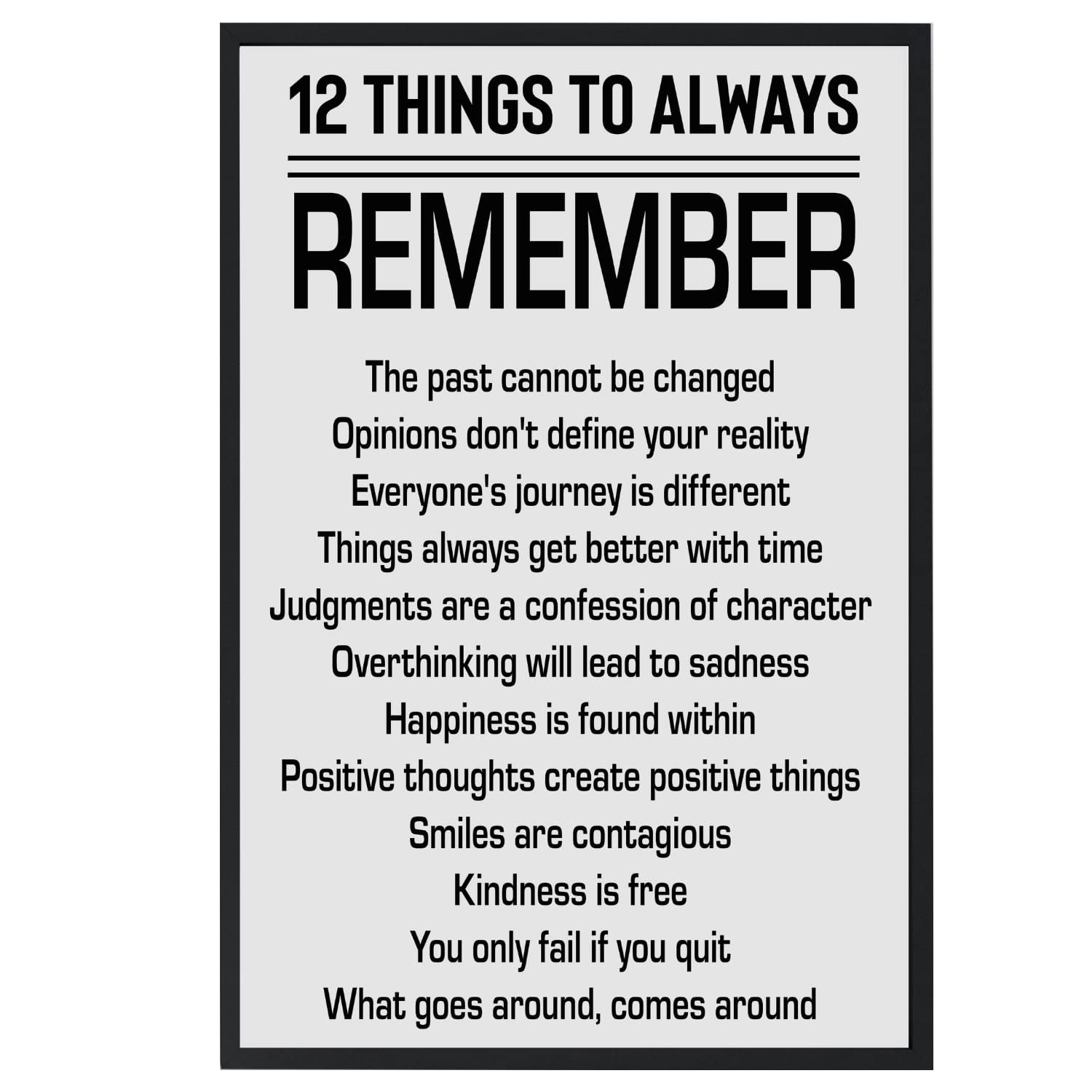 AEFER 12 Things To Always Remember Poster Print - Motivational Wall Art ...