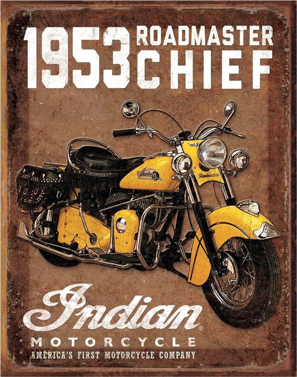 AEFER 1953 Indian Roadmaster Tin Sign - Nostalgic Vintage Metal Wall ...