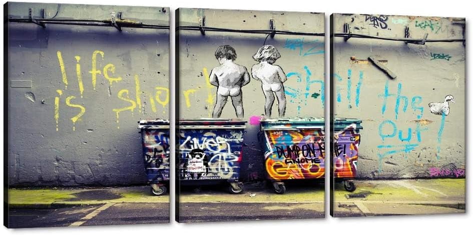 AEFER 3 Pieces Bansky Street Graffiti Wall Art Inspirational Quote Life ...