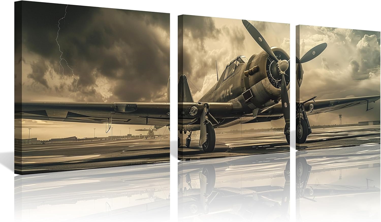 AEFER 3 Vintage Airplane Canvas Wall Art Antique Aircraft Prints ...