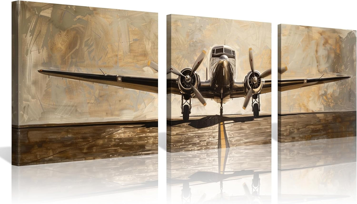 AEFER 3 Vintage Airplane Decor Airplane Canvas Wall Art Military ...