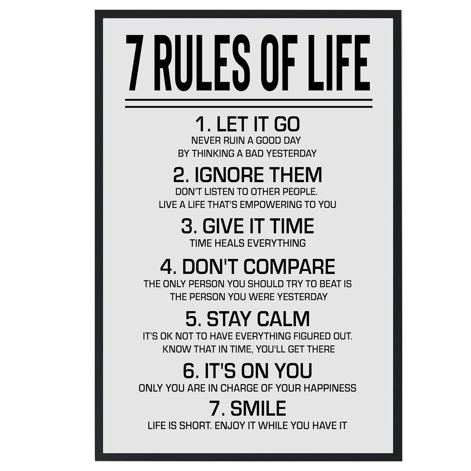 AEFER 7 Rules of Life Poster Print - Motivational Wall Art - 11 x 17 ...
