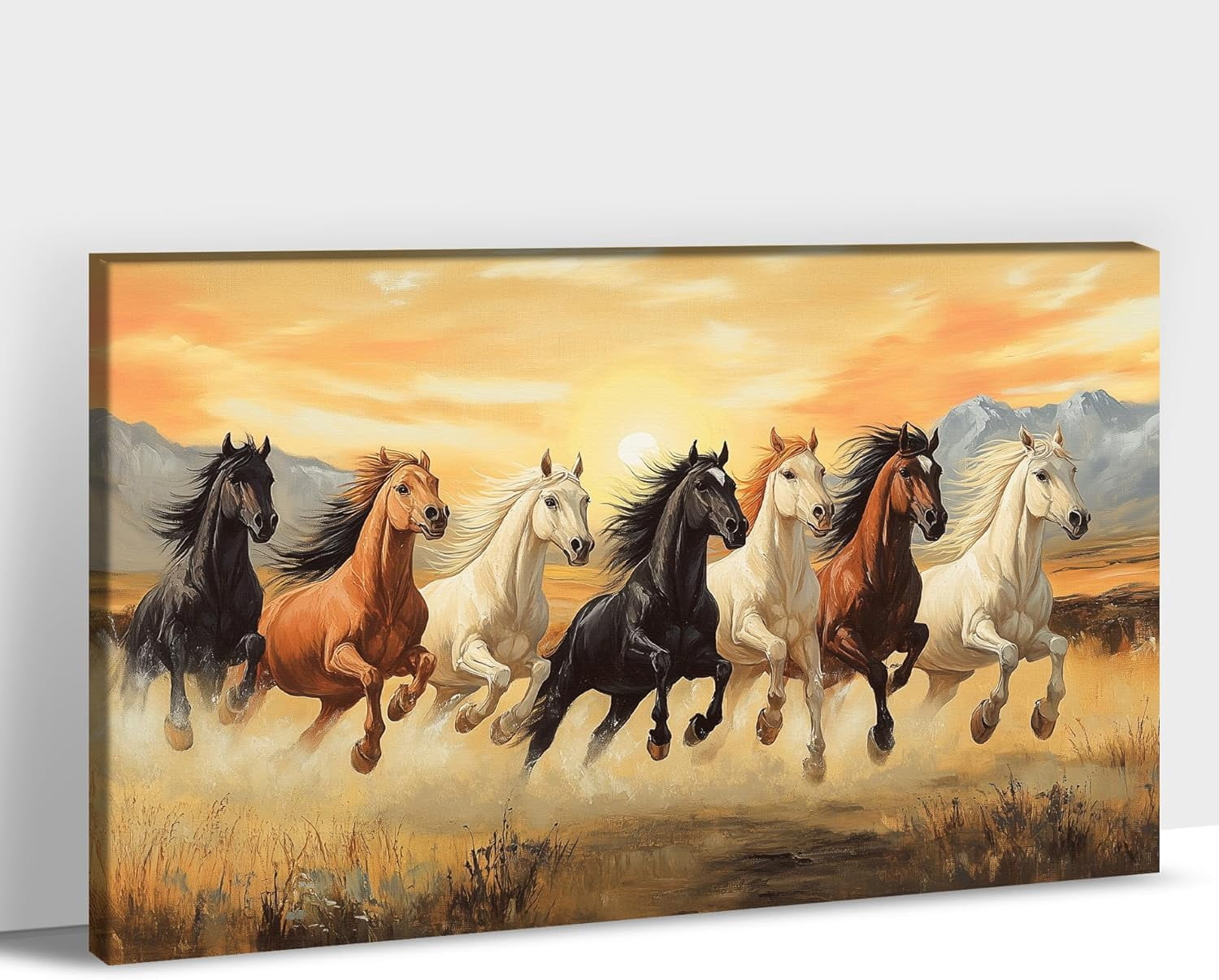 AEFER 7 Running Horses And Sunset Wall Art Decor, Horse Posters Canvas ...