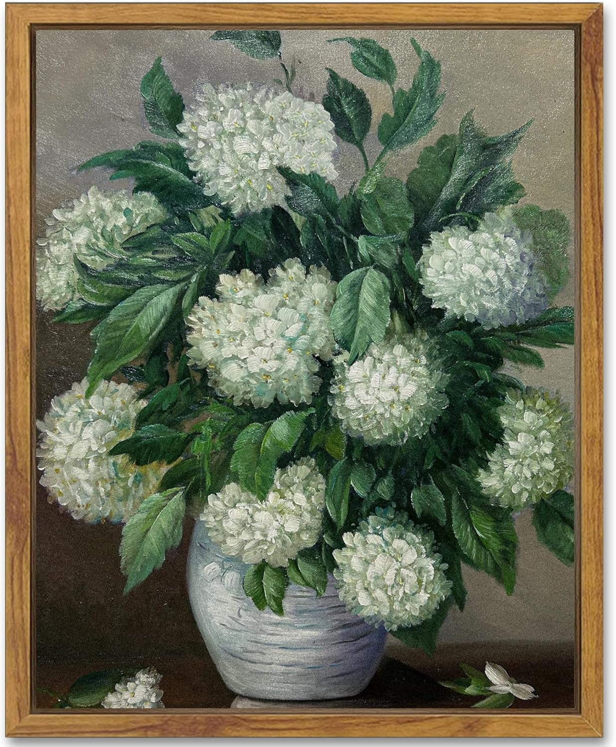 AEFER 8x10in Vintage White Hydrangeas Canvas Wall Art Flower Classic ...