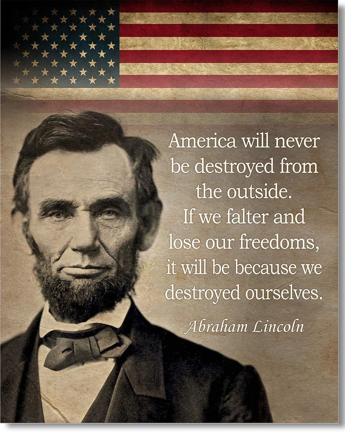 AEFER Abraham Lincoln Historic Quote Wall Art Decor Poster Great ...