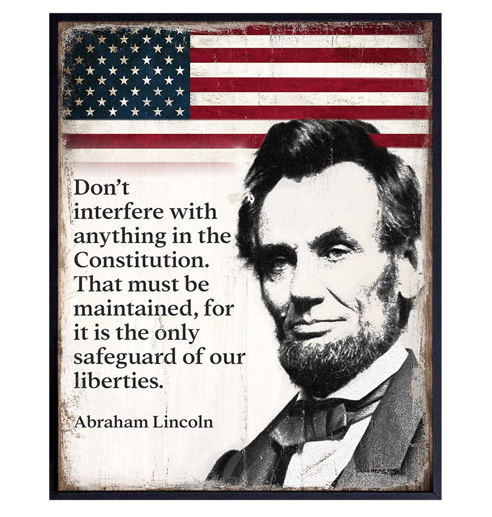AEFER Abraham Lincoln Poster Inspirational Quote American Flag Decor ...