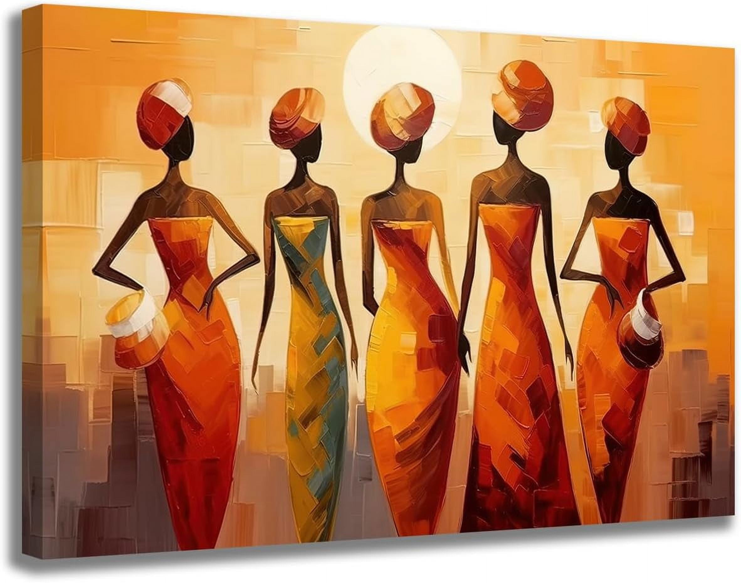 AEFER Abstract African American Wall Art for Living Room Black Art Pictures Black Women Wall ...