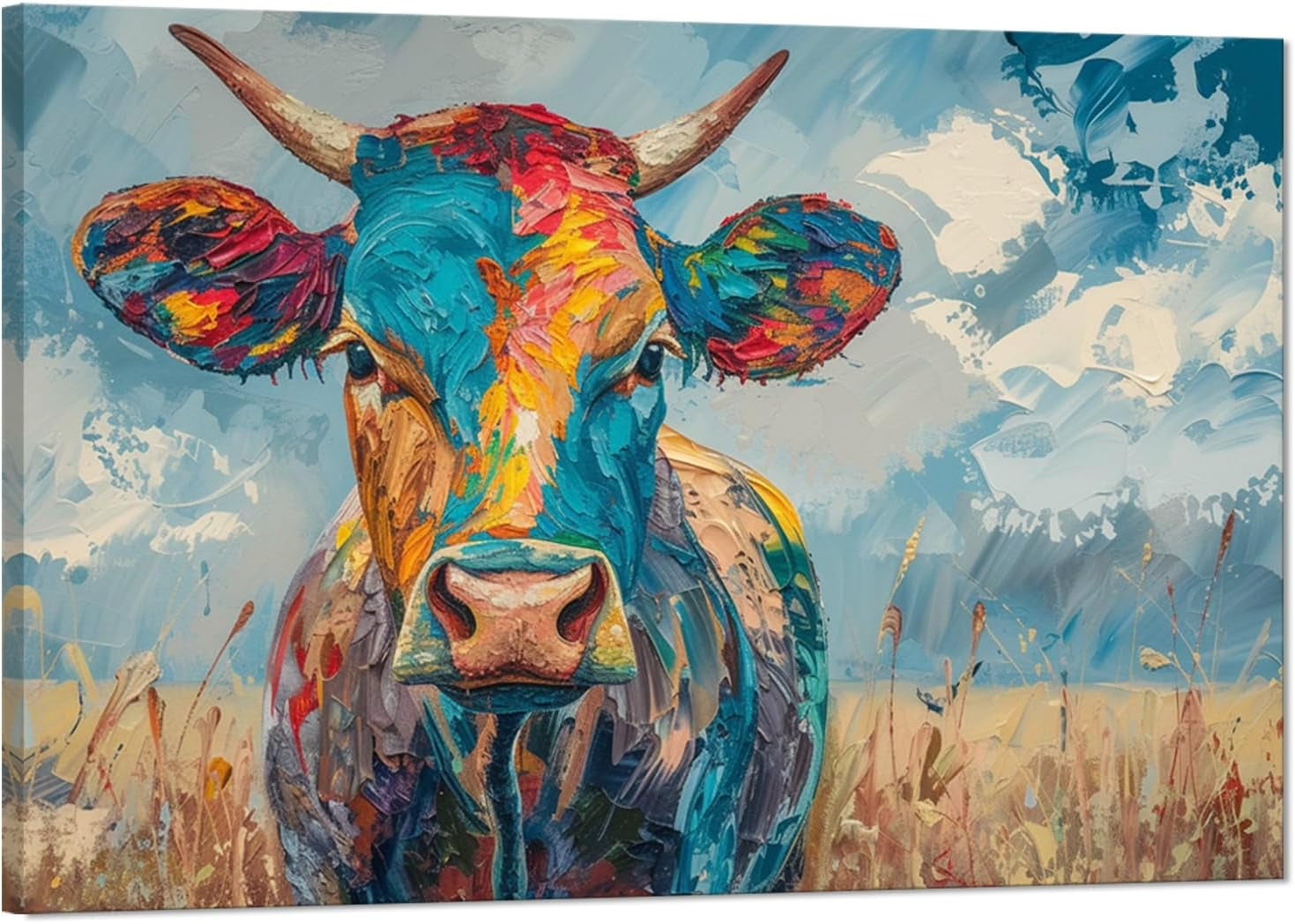 AEFER Abstract Animals Pictures Wall Art Colorful Cow Posters Canvas ...