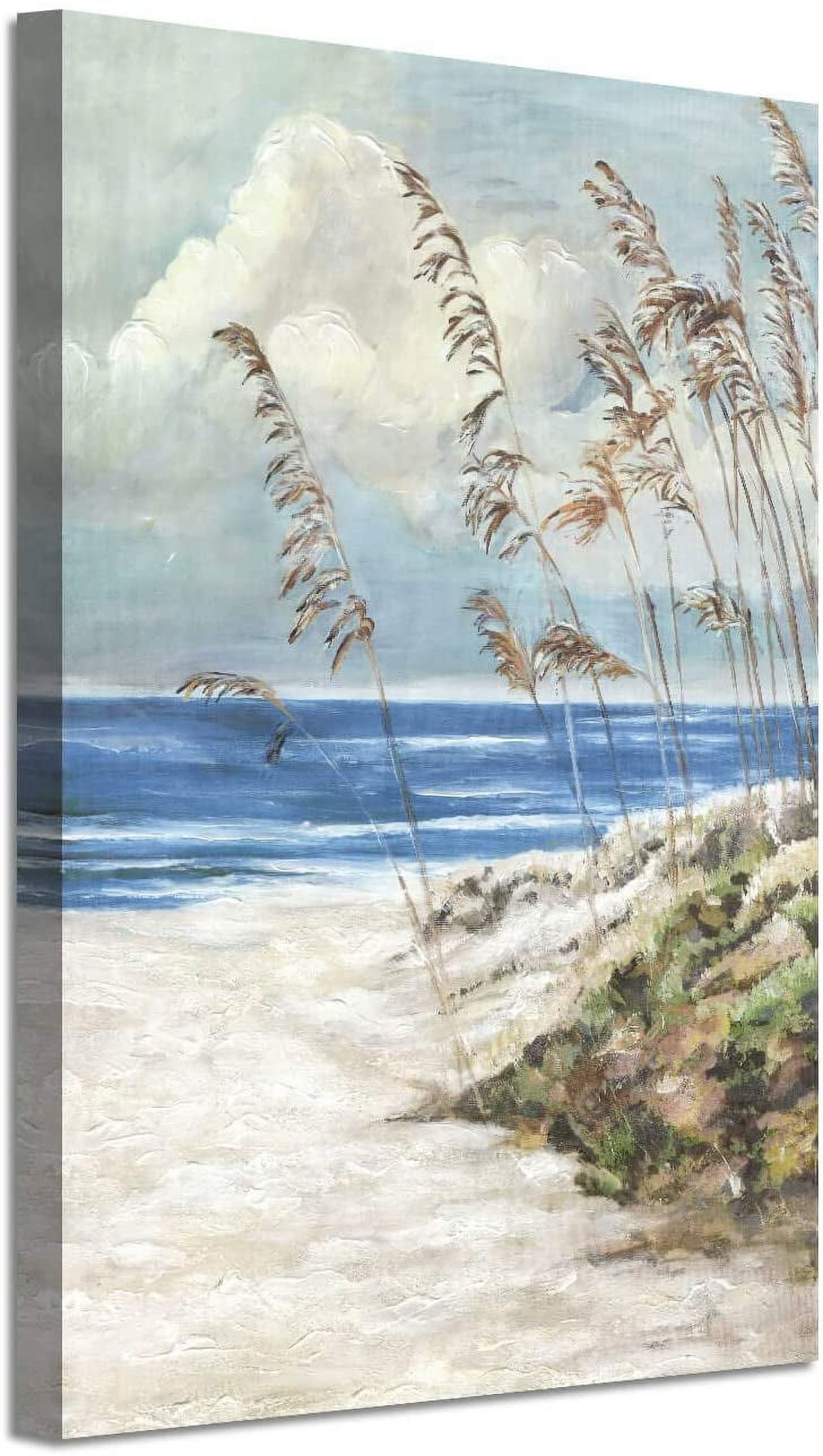 AEFER Abstract Beach Canvas Wall Art: Seaside Artwork Hand Painted ...