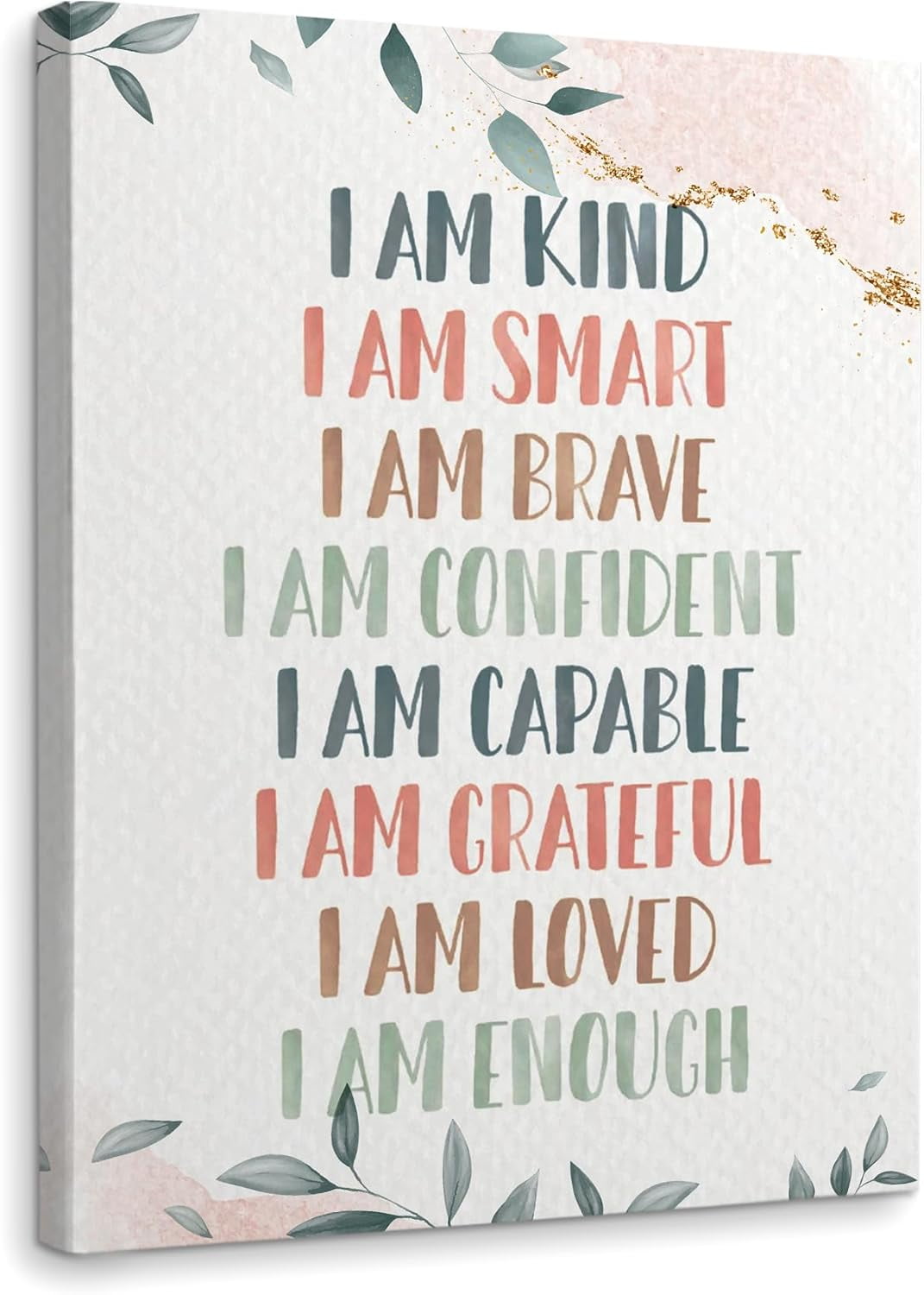 AEFER Affirmation Wall Decor,I Am Kind Smart Brave Inspirational ...