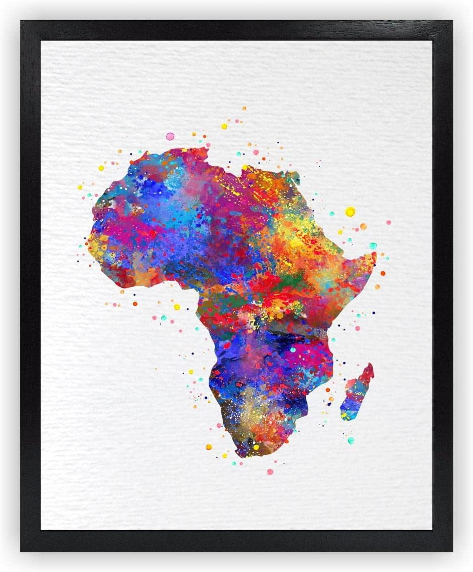AEFER Africa Map Watercolor Art Print Poster Hometown Poster African ...