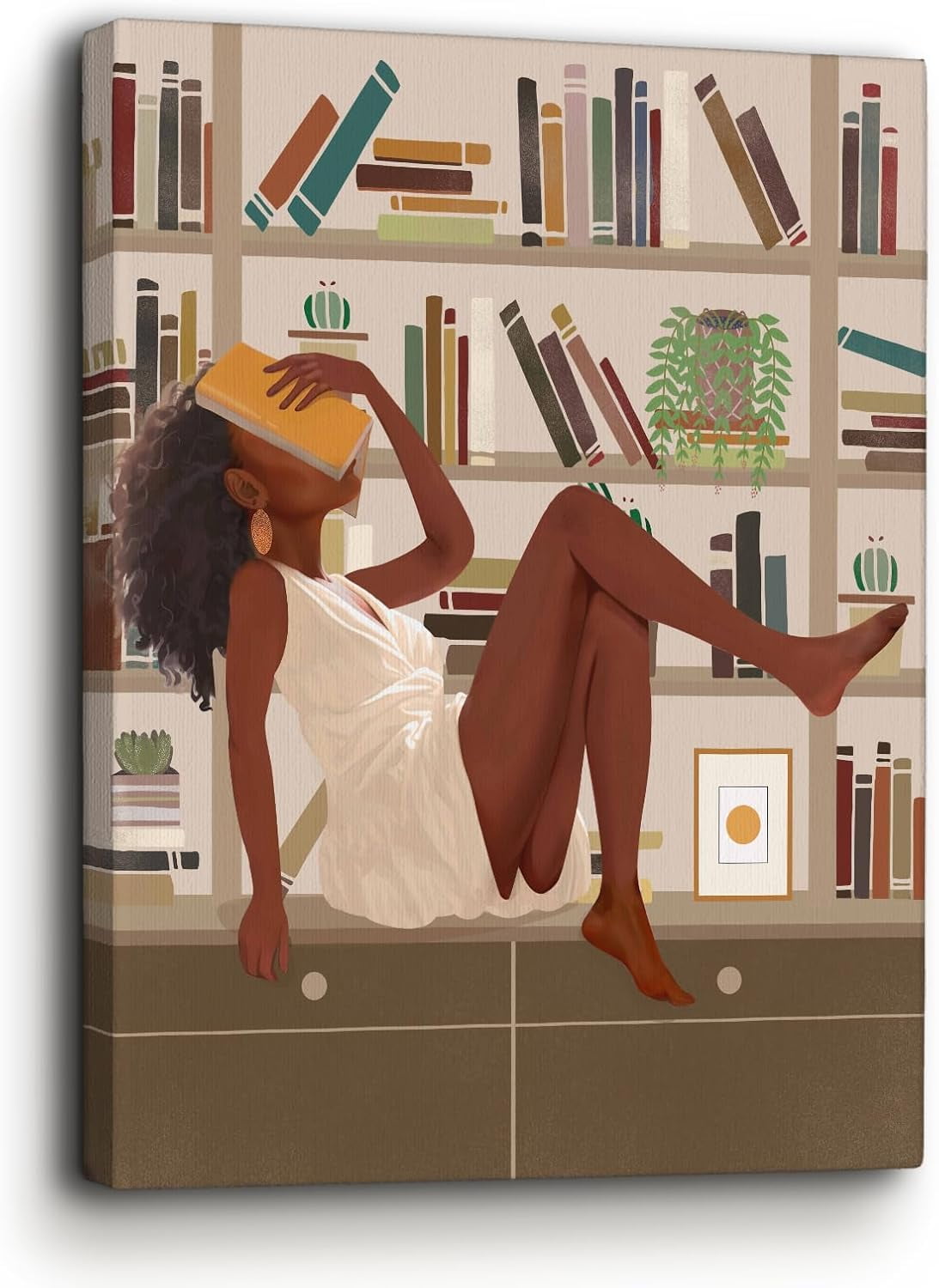 AEFER African American Boho Wall Art Black Woman Wall Decor Black Girl Canvas Picture Boho ...