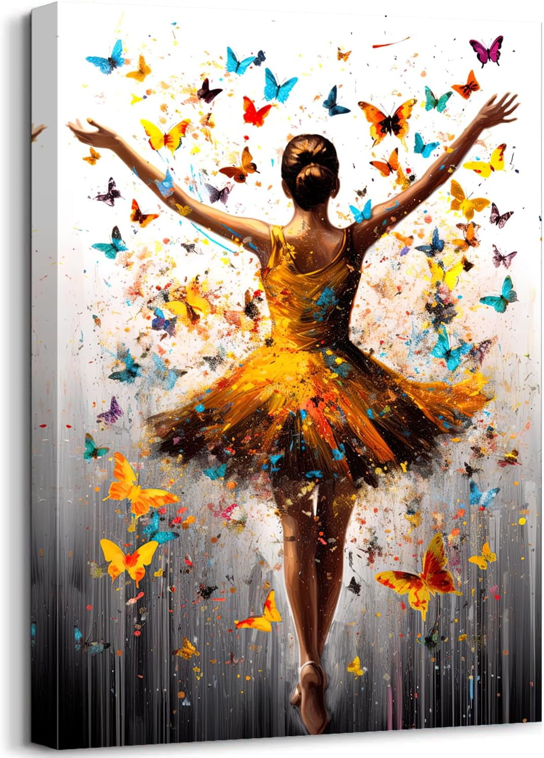 AEFER African American Butterfly Wall Art Dancing Black Girl with Butterflies Picture Print ...