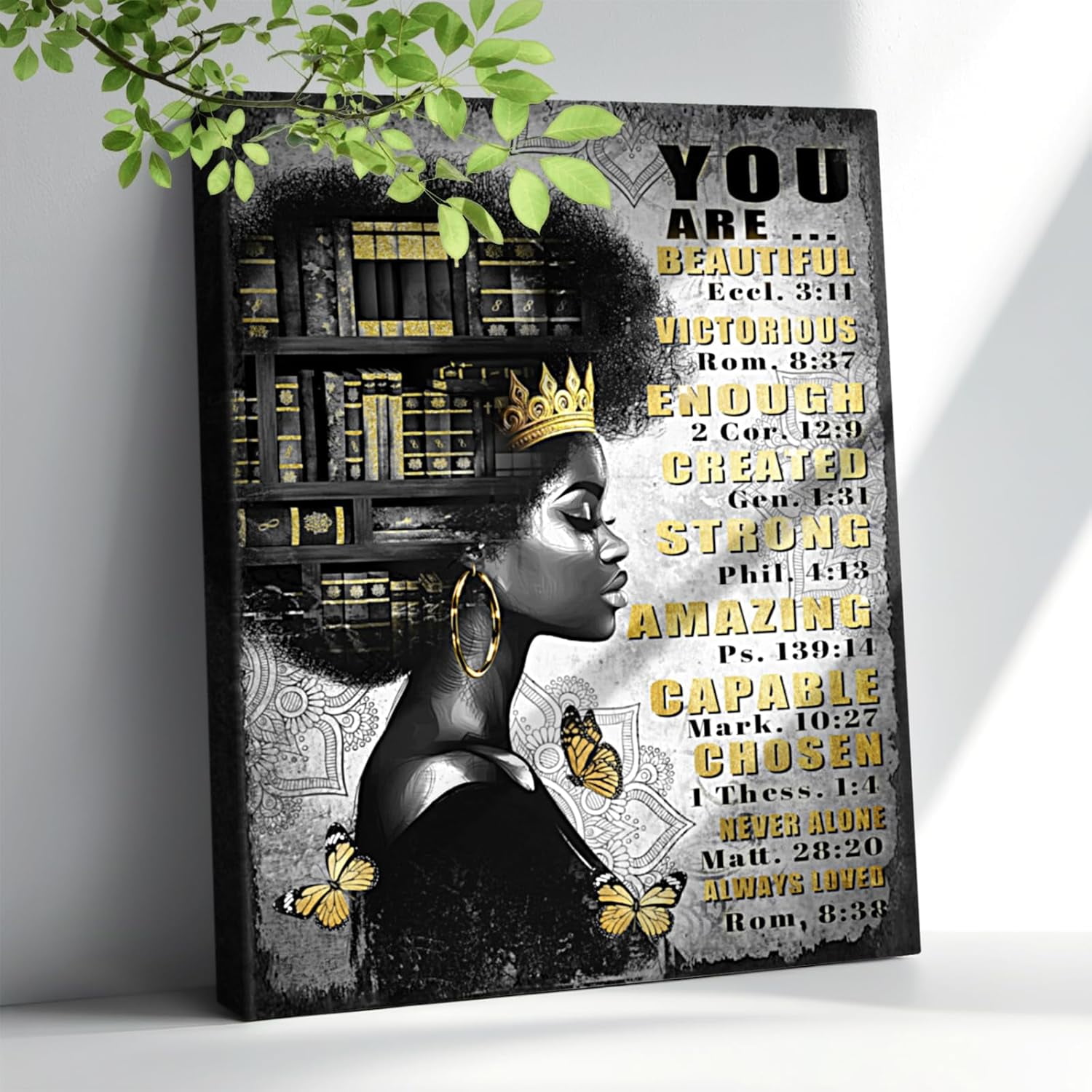 AEFER African American Wall Art Black Queen Wall Art Christian Gifts for Women You Are ...