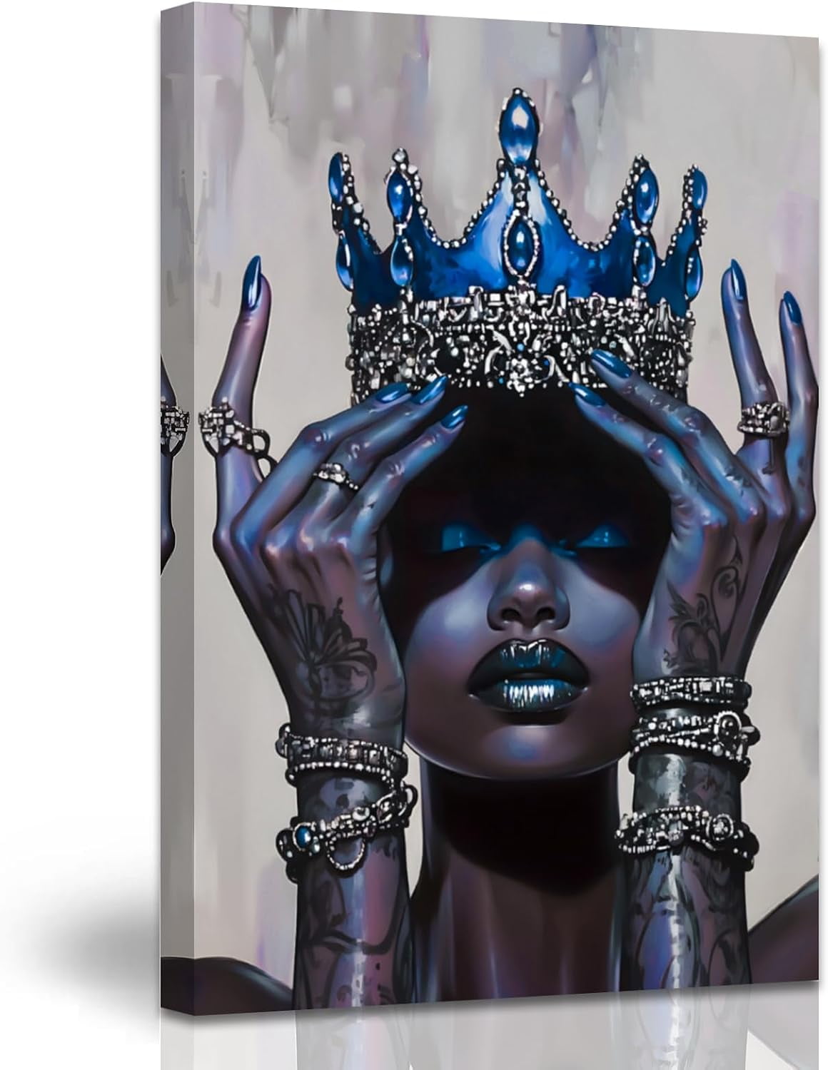 AEFER African American Wall Art Black Woman Canvas Print African Queen with Crown Pictures ...