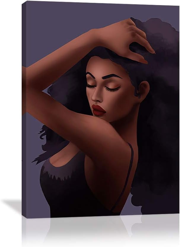 AEFER African American Woman Wall Art Sexy Woman Poster Art Afro Girl Wall Decor for Living Room ...